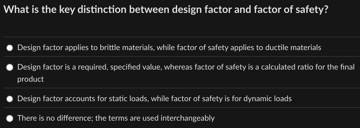 Solved What is the key distinction between design factor and | Chegg.com