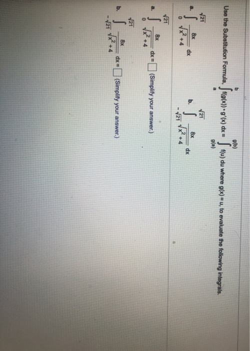 Solved gib) Use the Substitution Formula, ſko(*) • g'(x) dx | Chegg.com