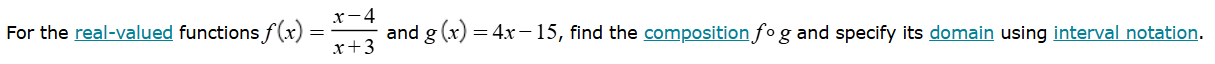 Solved For the real-valued functions f(x)=x-4x+3 ﻿and | Chegg.com