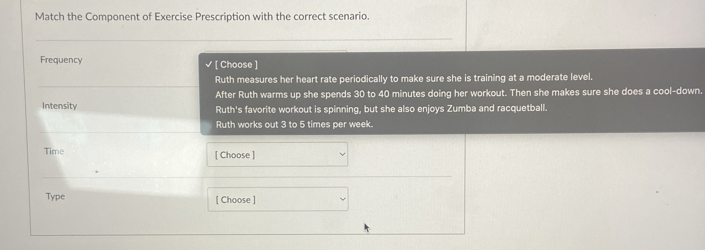 Solved Match the Component of Exercise Prescription with the | Chegg.com