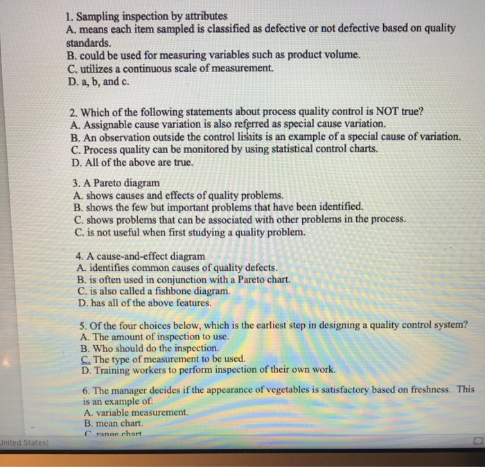Solved 1. Sampling inspection by attributes A. means each | Chegg.com