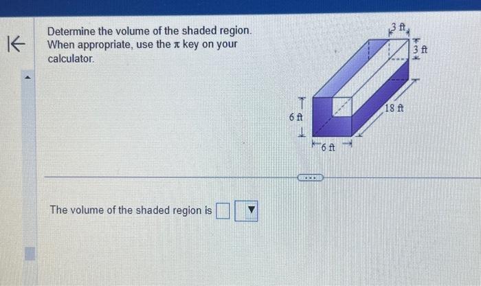 Solved Determine the volume of the shaded region. When | Chegg.com