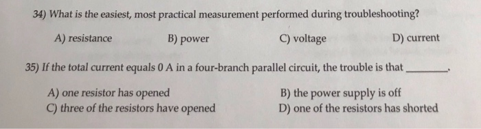 Solved 34) What is the easiest, most practical measurement | Chegg.com Solved 34) What is the easiest, most practical measurement | Chegg.com