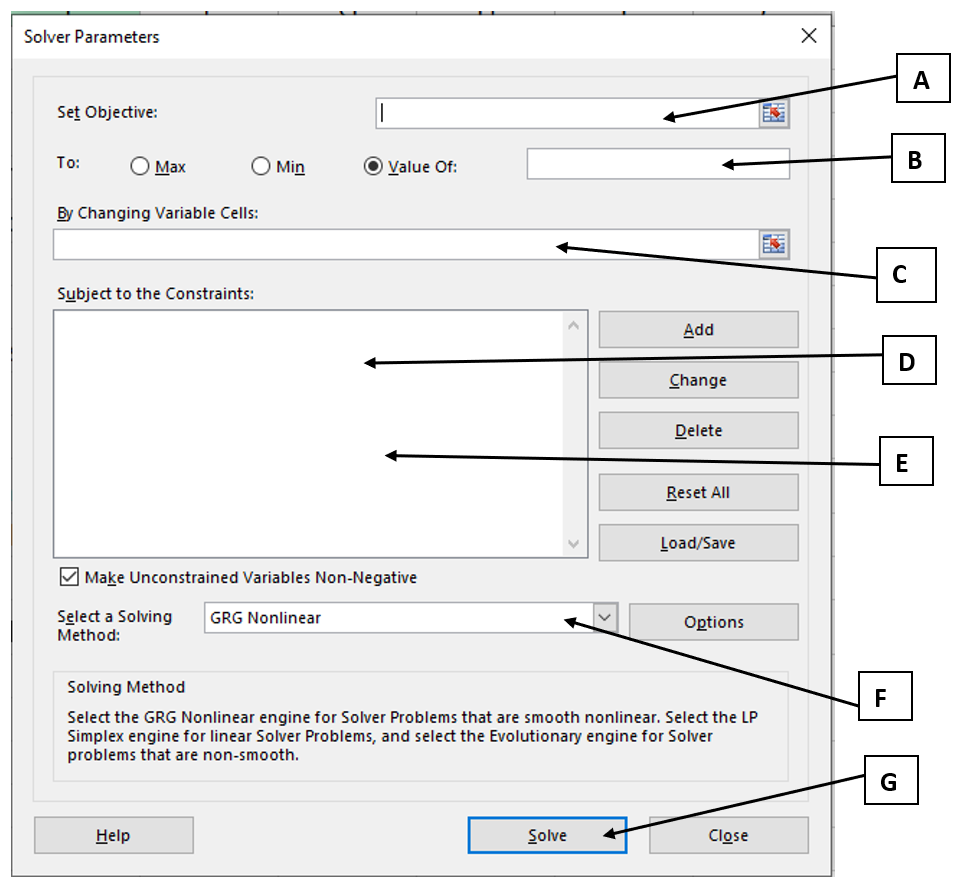 Solved Label the parts of the Solver Tool: | Chegg.com