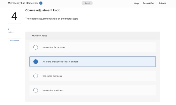 Solved Saved Help Save & Exit Submit Microscopy Lab Homework | Chegg.com