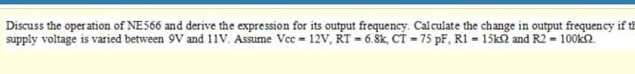 Solved Discuss the operation of NE566 and derive the | Chegg.com