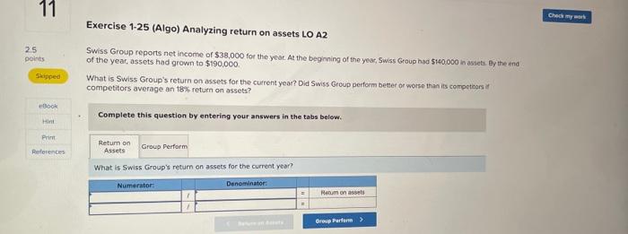 Solved Exercise 1−25 (Algo) Analyzing return on assets LO A2 | Chegg.com