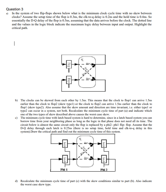 Solved Question 3a) ﻿In the system of two flip-flops shown | Chegg.com