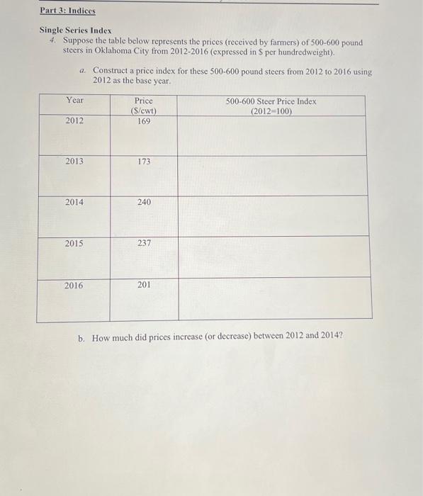 Solved Single Series Index 4. Suppose the table below | Chegg.com