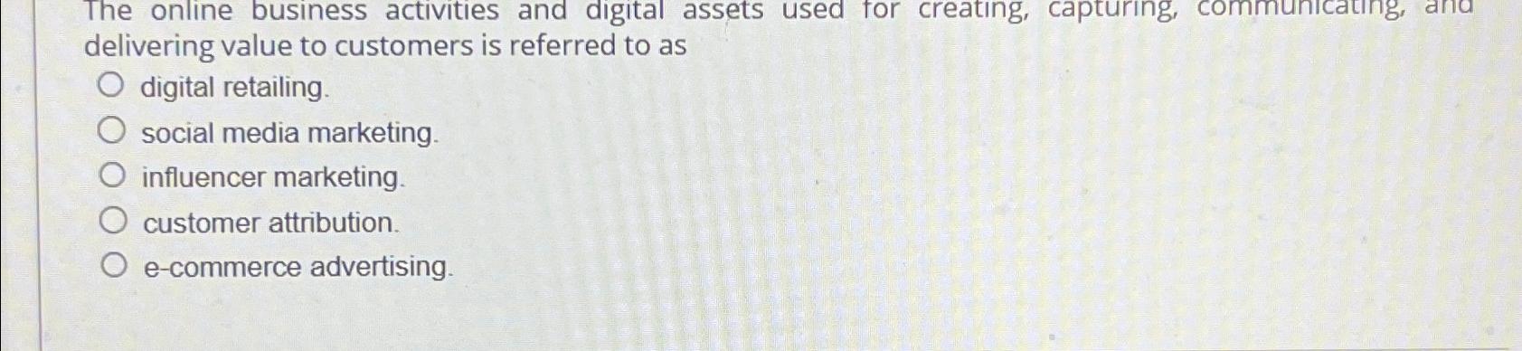 Solved The online business activities and digital assets | Chegg.com