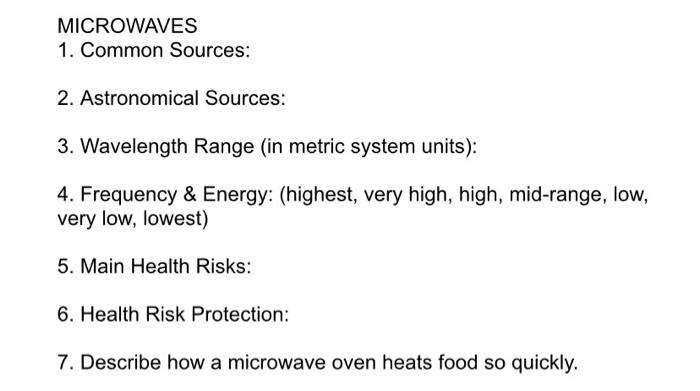 Solved MICROWAVES 1. Common Sources: 2. Astronomical | Chegg.com