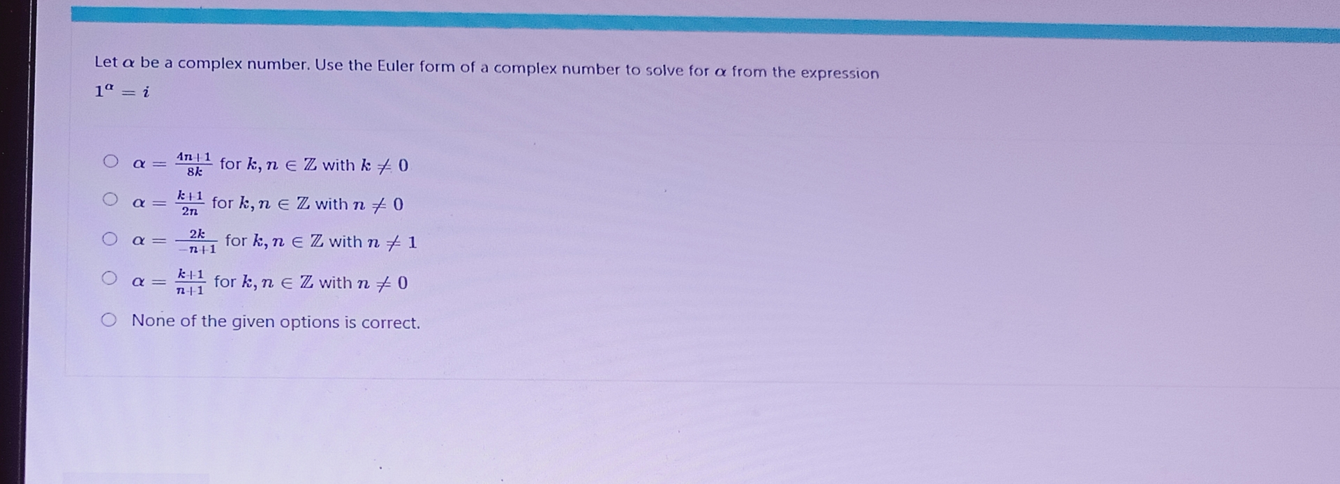 Solved Let α ﻿be a complex number. Use the Euler form of a | Chegg.com