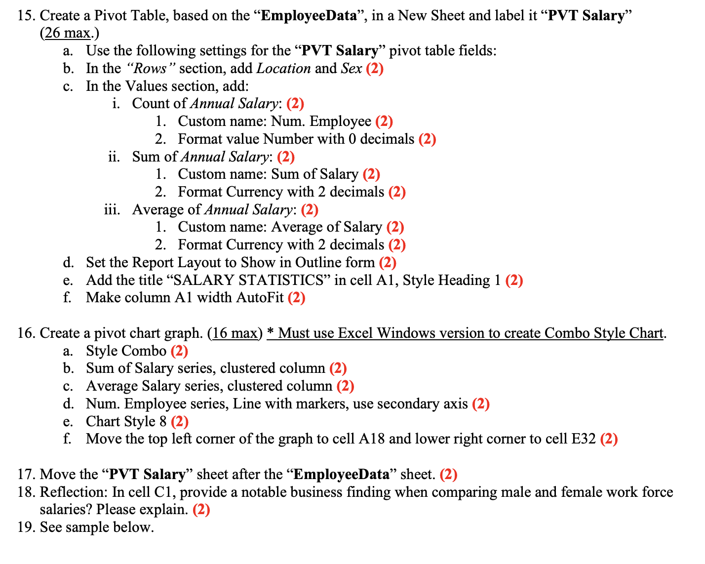 Solved Create a Pivot Table, based on the "EmployeeData", in | Chegg.com