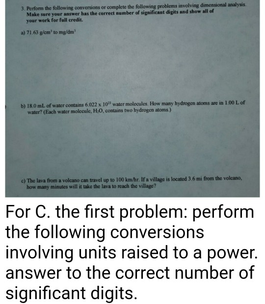 Solved 3. Perform the following conversions or complete the | Chegg.com