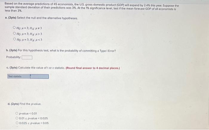 Solved Based on the average predictions of 45 economists, | Chegg.com