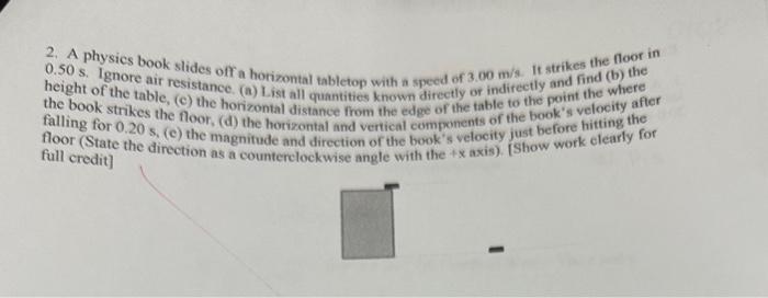 Solved 2. A physics book slides off a horizontal tabletop | Chegg.com