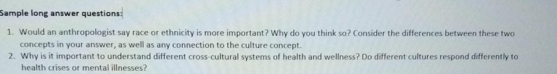 Sample long answer questions: 1. Would an | Chegg.com