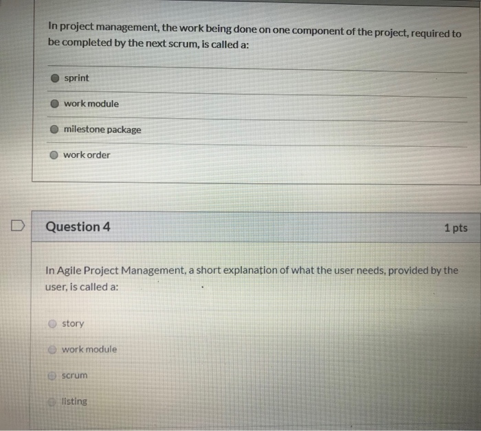 Solved In project management, the work being done on one | Chegg.com