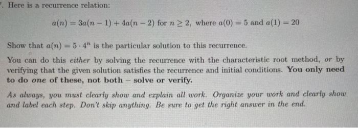 Solved Here is a recurrence relation: a(n) = 3a(n-1) + | Chegg.com
