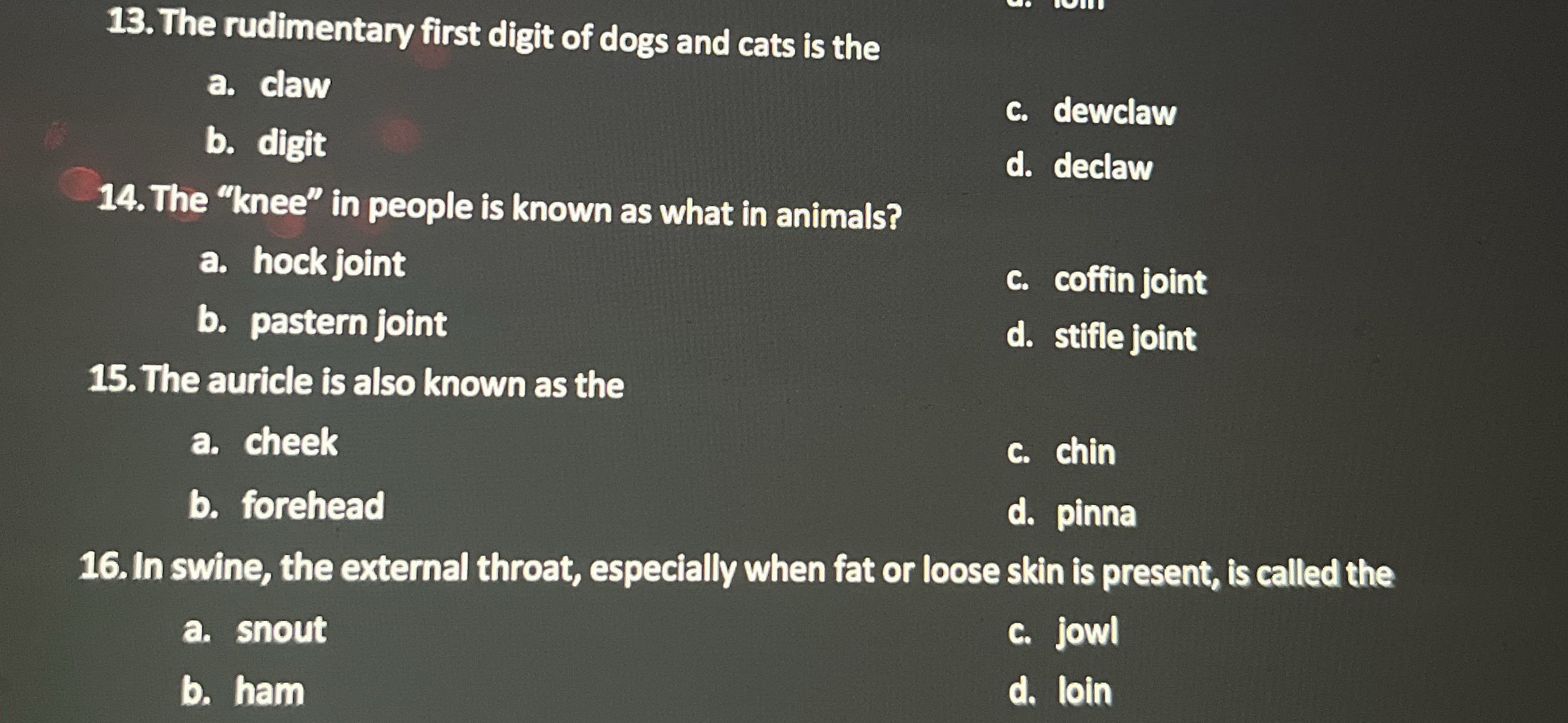 The rudimentary first digit of dogs and cats is thea. | Chegg.com