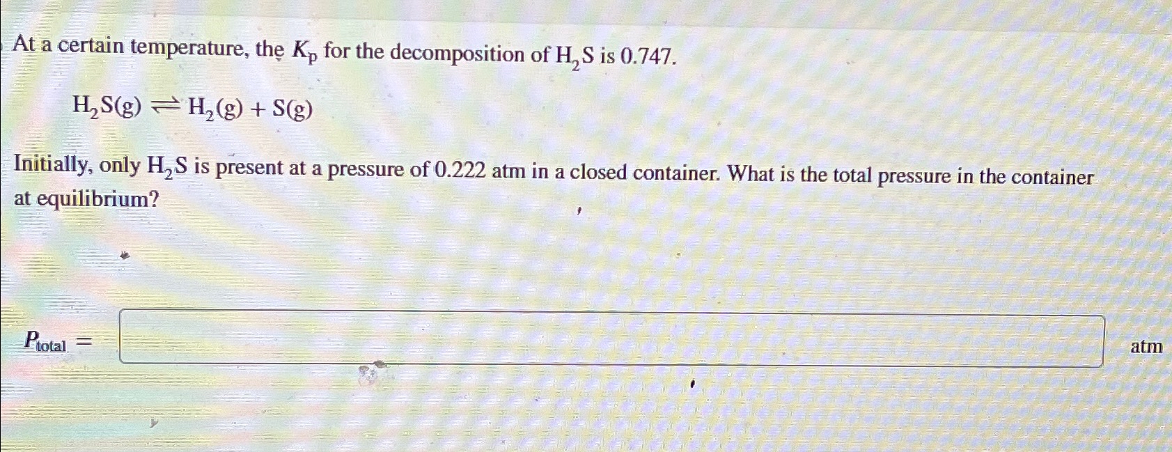Solved At a certain temperature, the Kp ﻿for the | Chegg.com