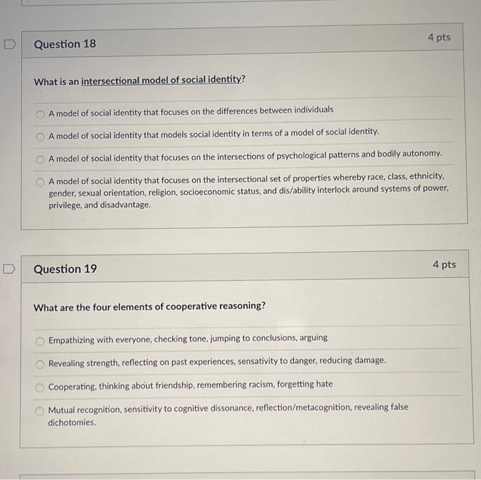 Solved 4 pts Question 18 What is an intersectional model of | Chegg.com