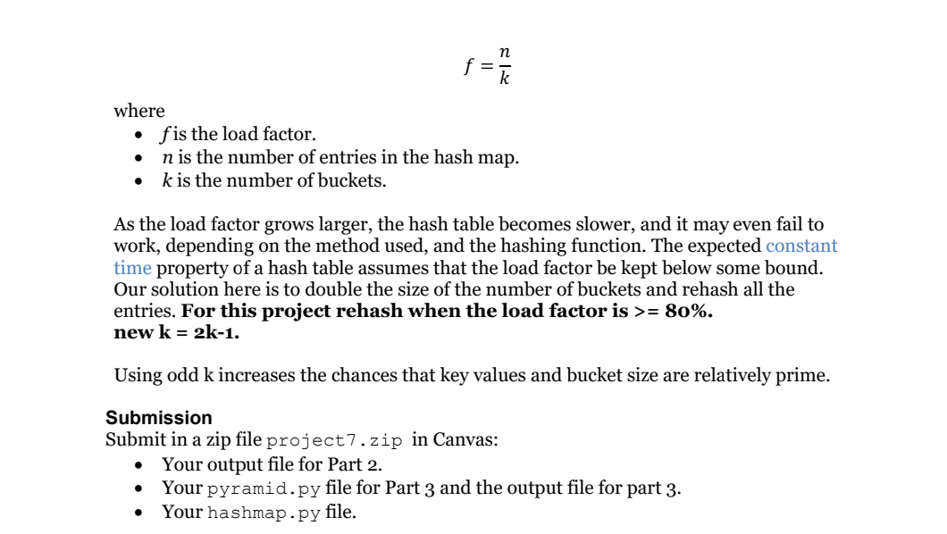 Project 6: Hashing and Caching Problem Expected | Chegg.com