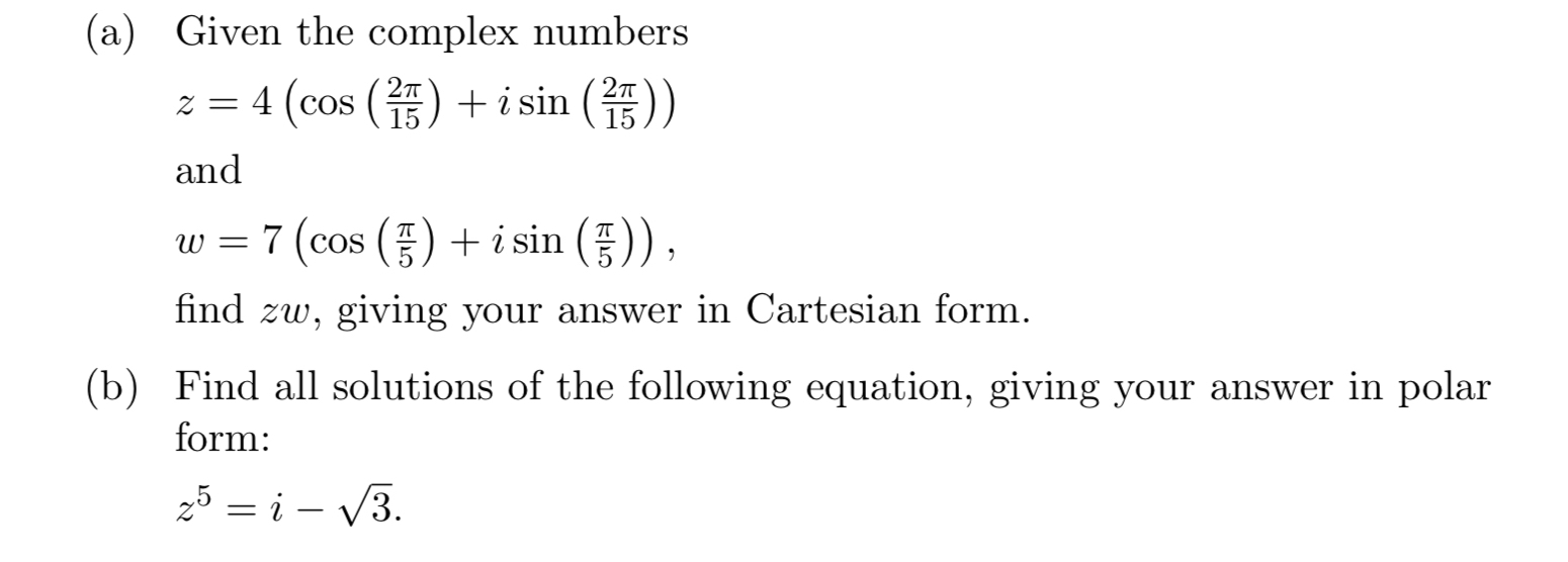 Solved (a) ﻿Given the complex | Chegg.com