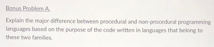 Solved Bonus Problem A. Explain the major difference between | Chegg.com