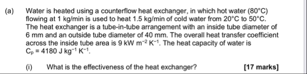 Solved (a) ﻿Water is heated using a counterflow heat | Chegg.com
