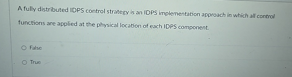 Solved A fully distributed IDPS control strategy is an IDPS | Chegg.com