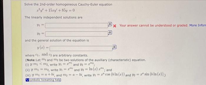Solved Solve the 2 nd-order homogeneous Cauchy-Euler | Chegg.com