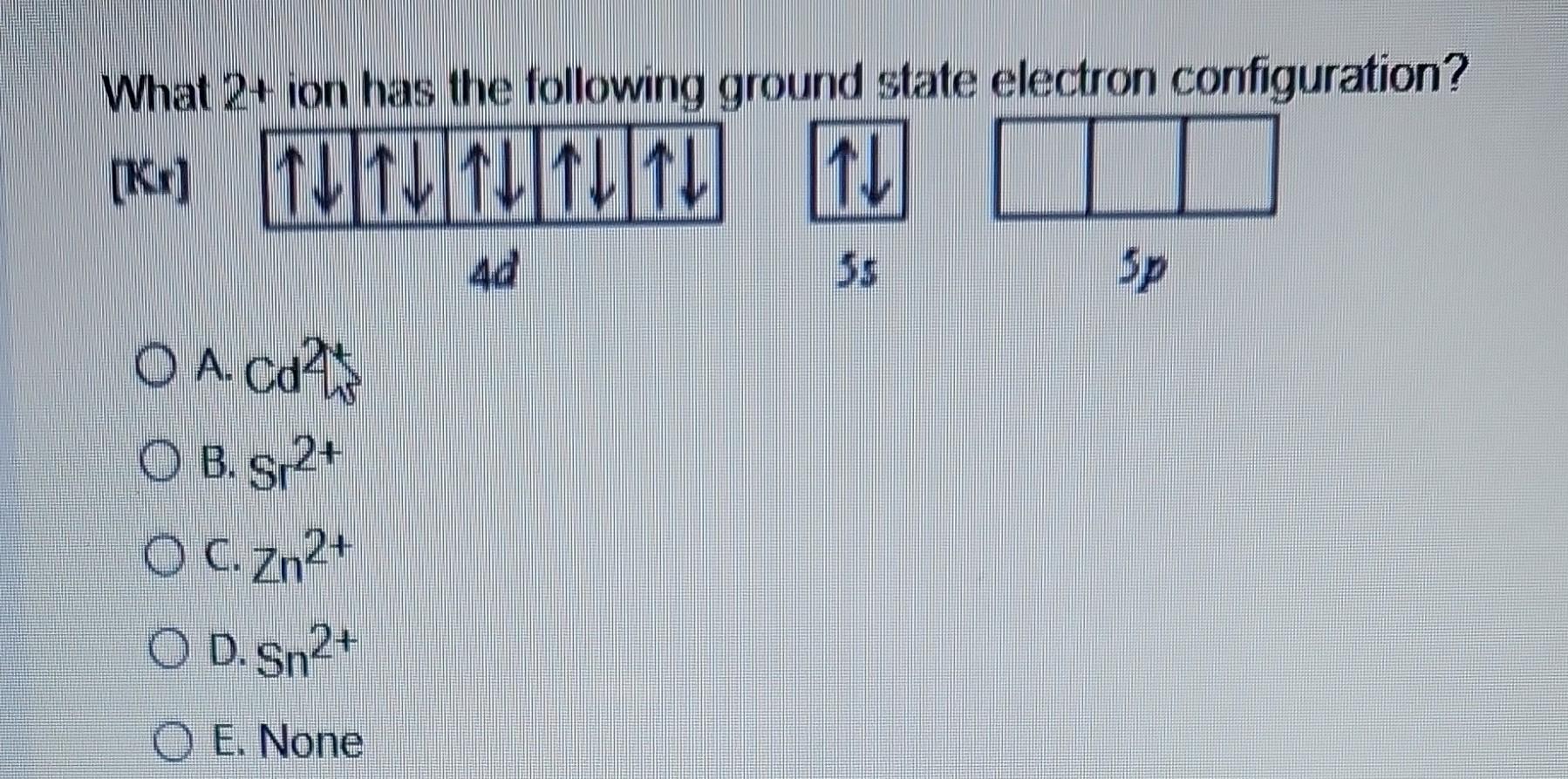Solved What 2 Ion Has The Following Ground State Electron