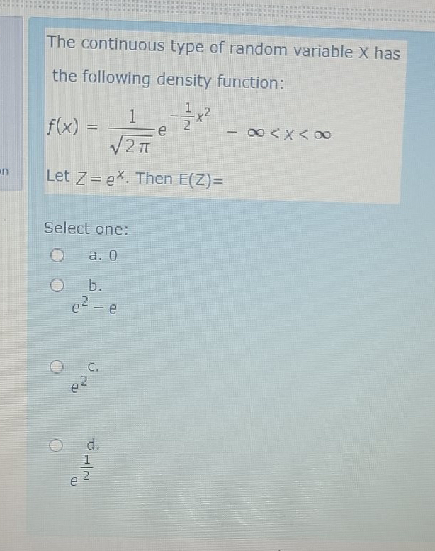 Solved The continuous type of random variable x ﻿has the | Chegg.com