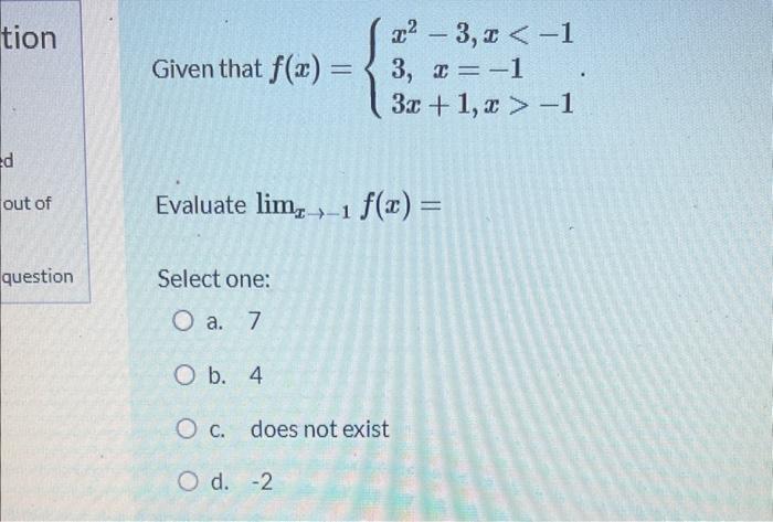 Solved Given f(x)=4x−1x−1, find f′(x) Select one: a. | Chegg.com