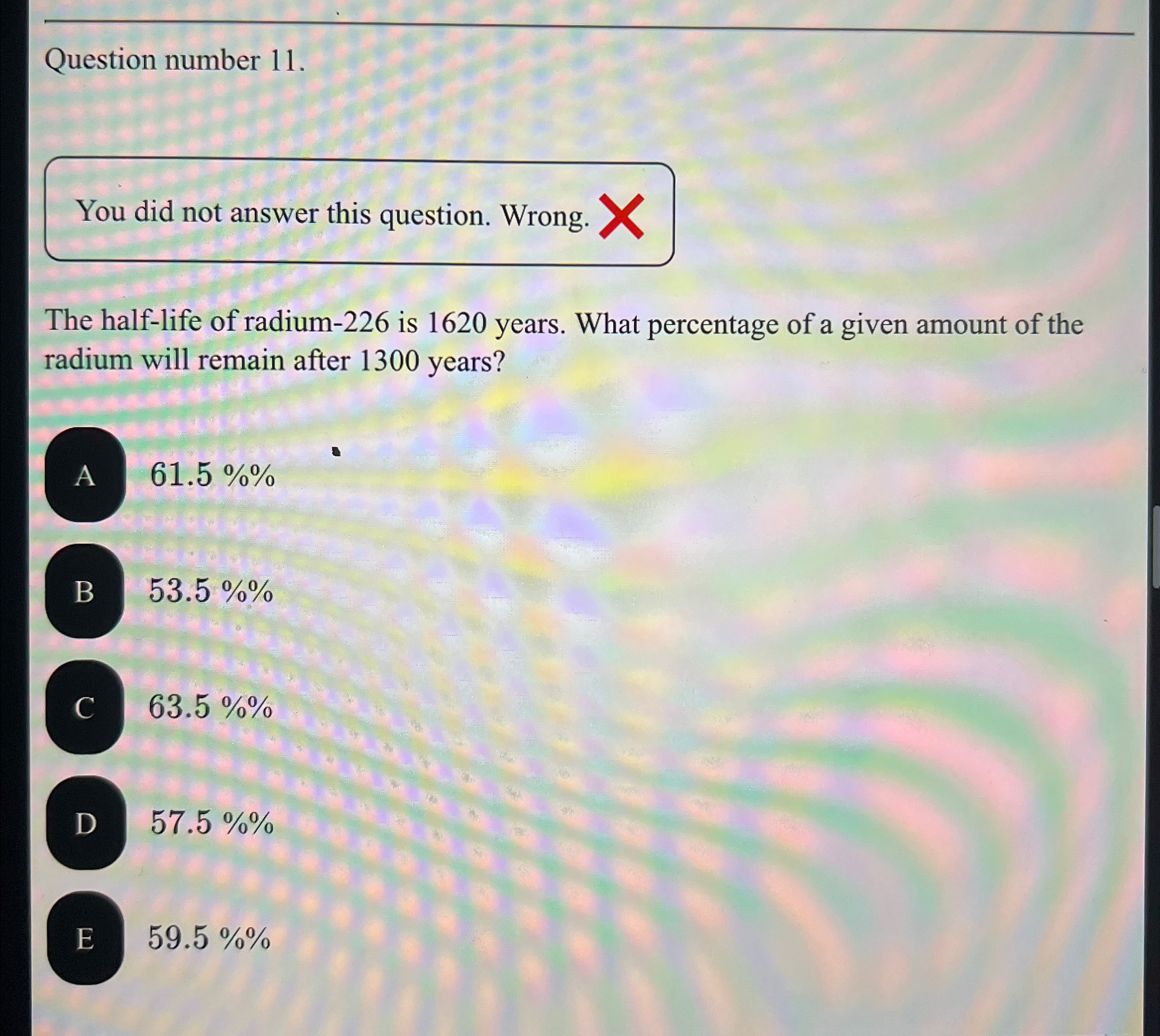 Solved Question number 11.You did not answer this question. | Chegg.com