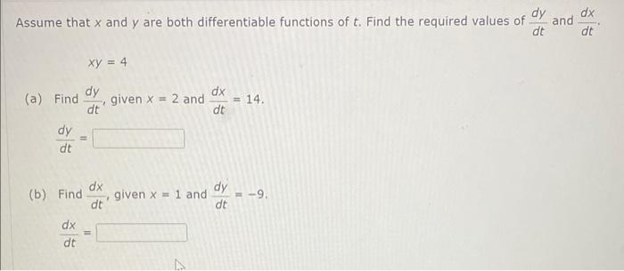 Solved Assume that x and y are both differentiable functions | Chegg.com