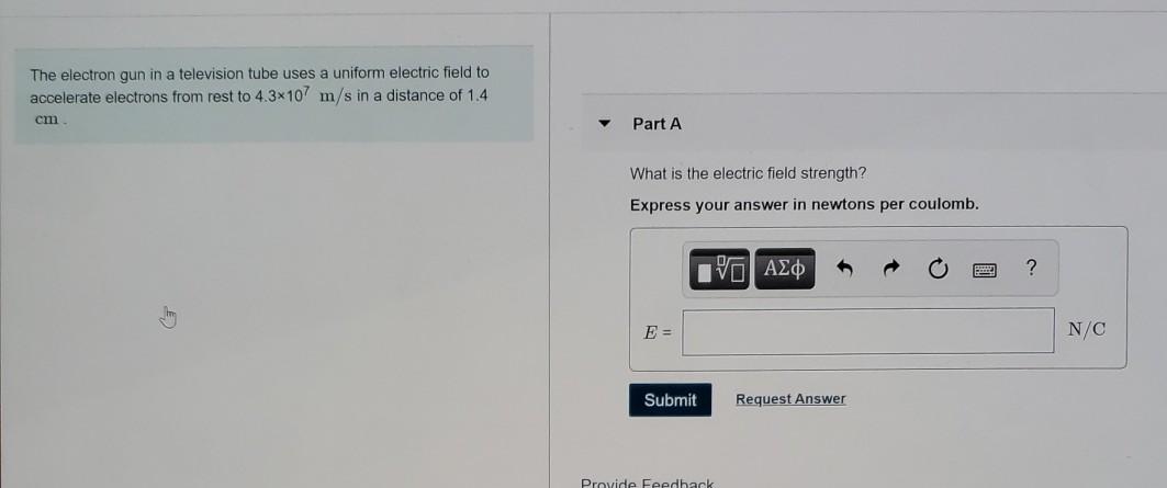 Solved The electron gun in a television tube uses a uniform | Chegg.com