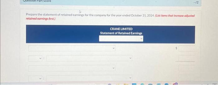 Solved Current Attempt in Progress The ledger of Crane | Chegg.com