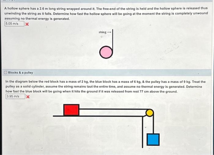 Solved A hollow sphere has a 2.6 m long string wrapped | Chegg.com