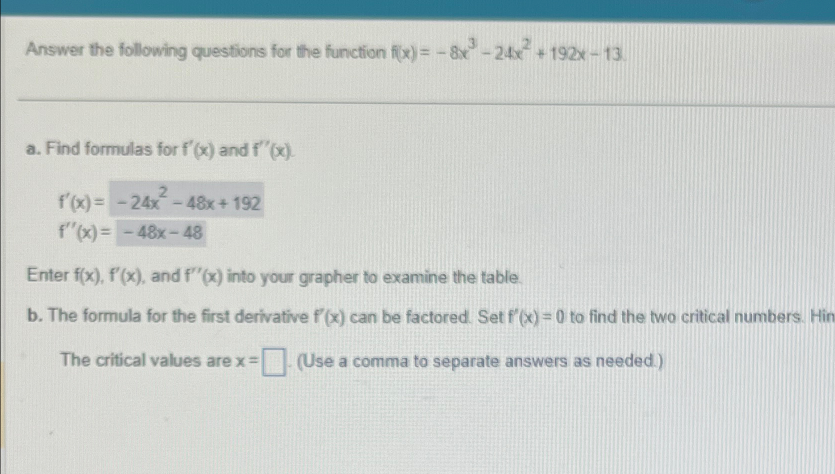 Solved Answer the following questions for the function | Chegg.com