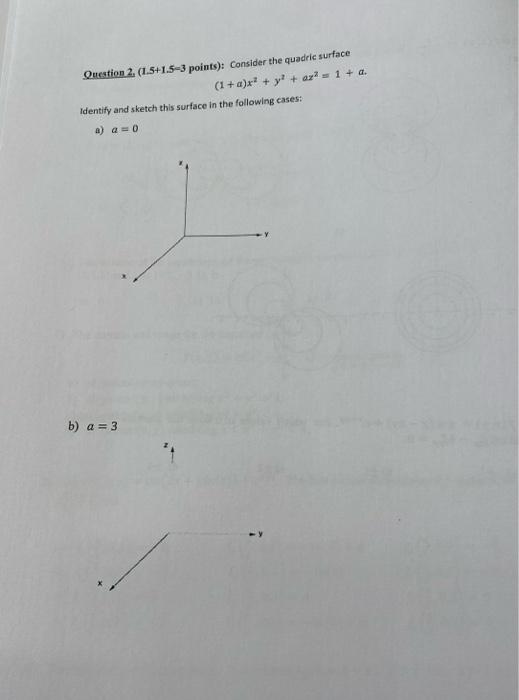 Solved Question 2. (1.5+1.5=3 points): (1+a)x2+y2+ax2=1+a. | Chegg.com