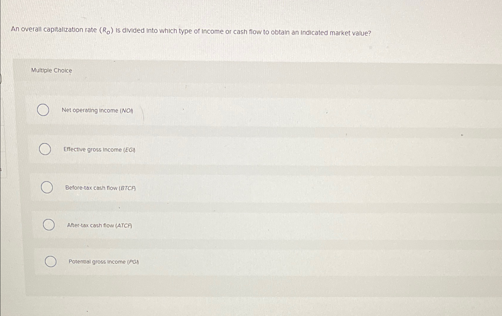Solved An overall capitalization rate (R0) ﻿is divided into | Chegg.com