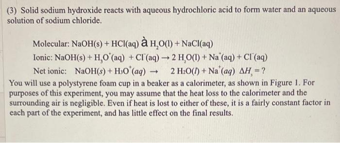 Solved (3) Solid sodium hydroxide reacts with aqueous | Chegg.com