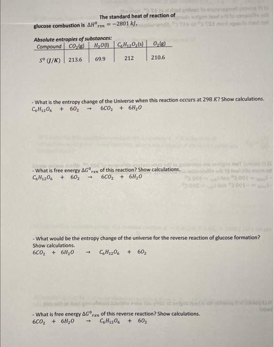 Solved The standard heat of reaction of glucose combustion | Chegg.com