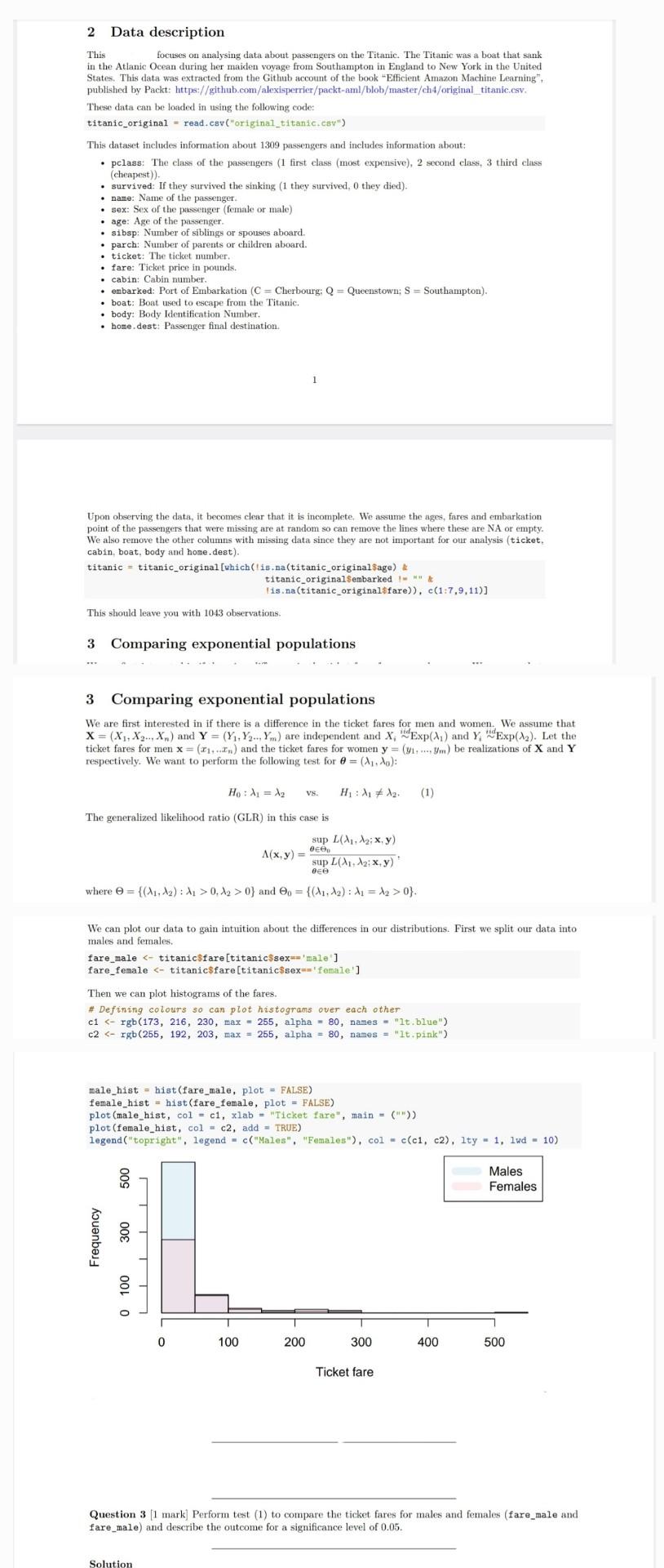 Solved 2 Data description This focuses on analysing data | Chegg.com