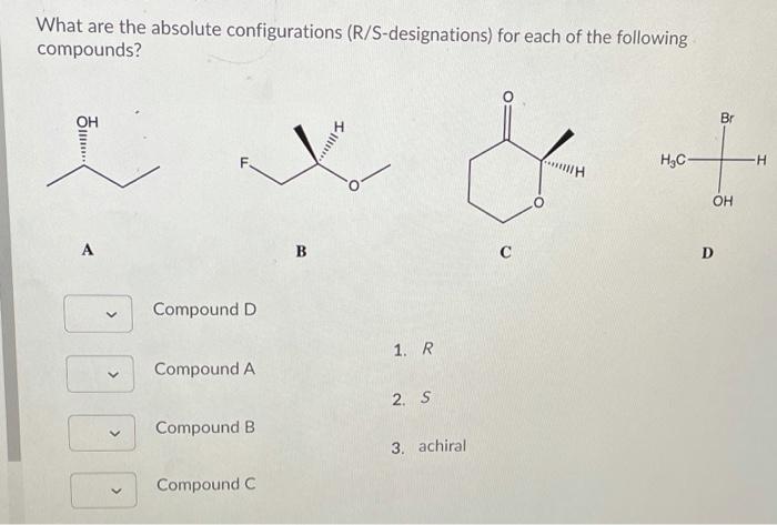 Solved What are the absolute configurations | Chegg.com