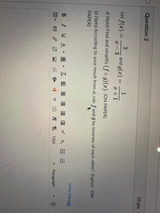 Solved Question 2 10 pts Let f(2) - 2 1 and g(2) 3 2+1 a) | Chegg.com Solved Question 2 10 pts Let f(2) - 2 1 and g(2) 3 2+1 a) | Chegg.com