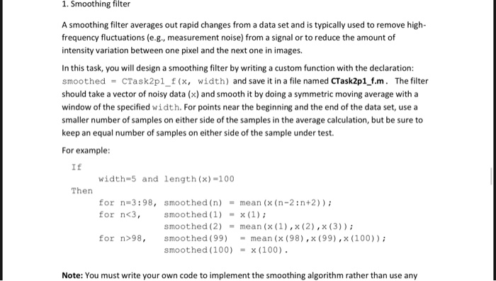 built-in MATLAB functions such as smooth. Your code | Chegg.com