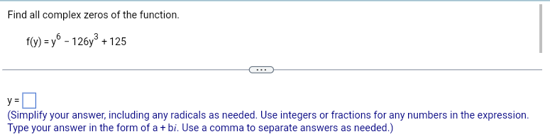 Solved Find all complex zeros of the function. | Chegg.com